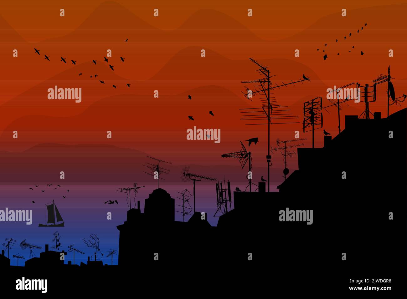 Houses roof sky Stock Vector Images - Alamy