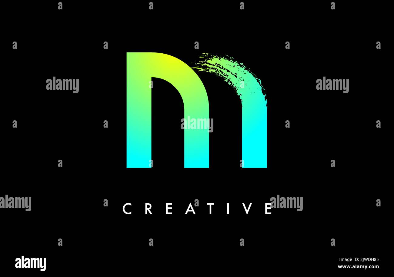 Letter M Logo Icon Design with Rounded Shape and Artistic Brush Stroke ...