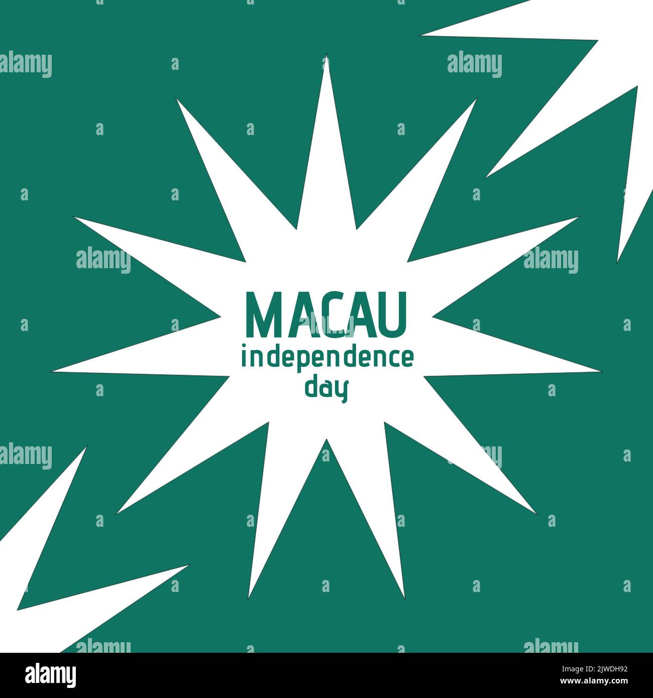 Composition of macau independence day text over white shapes on green ...