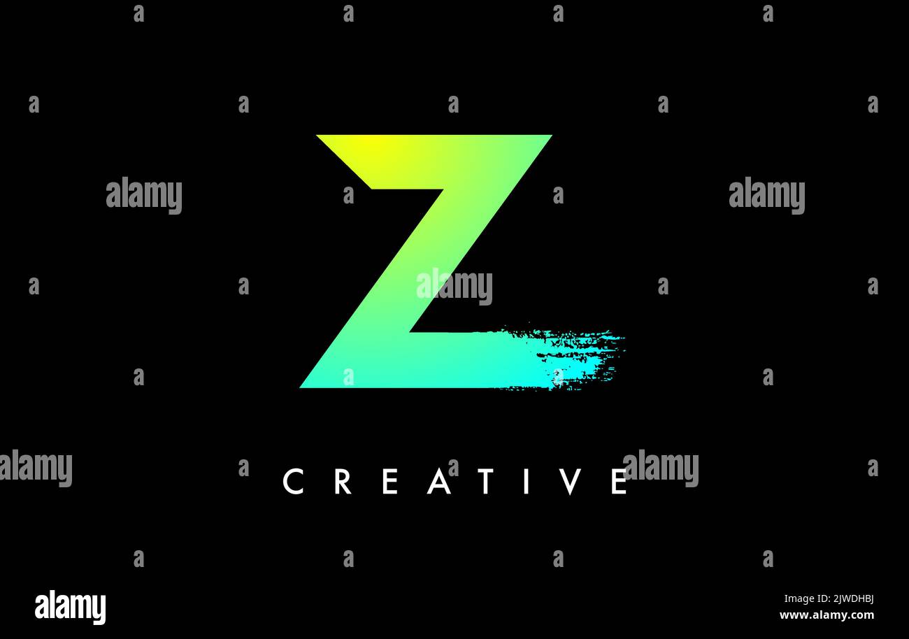 Letter Z Logo Icon Design with Rounded Shape and Artistic Brush Stroke ...