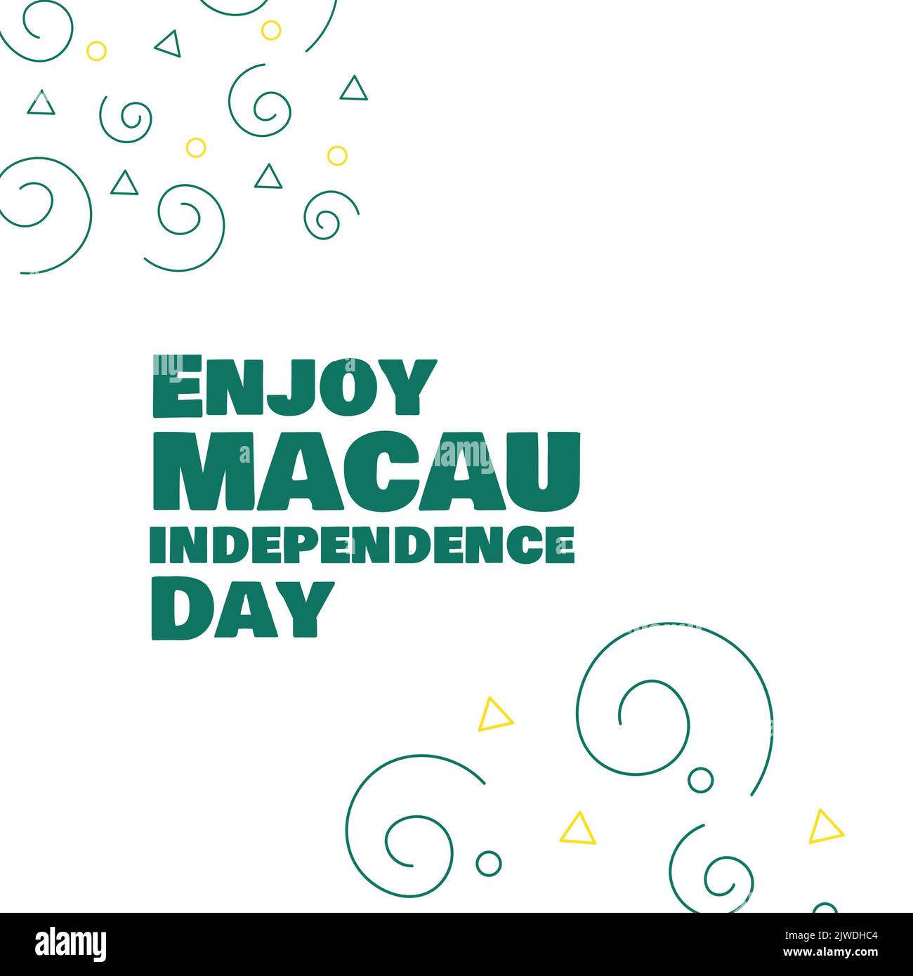 Composition of enjoy macau independence day text over shapes on white ...