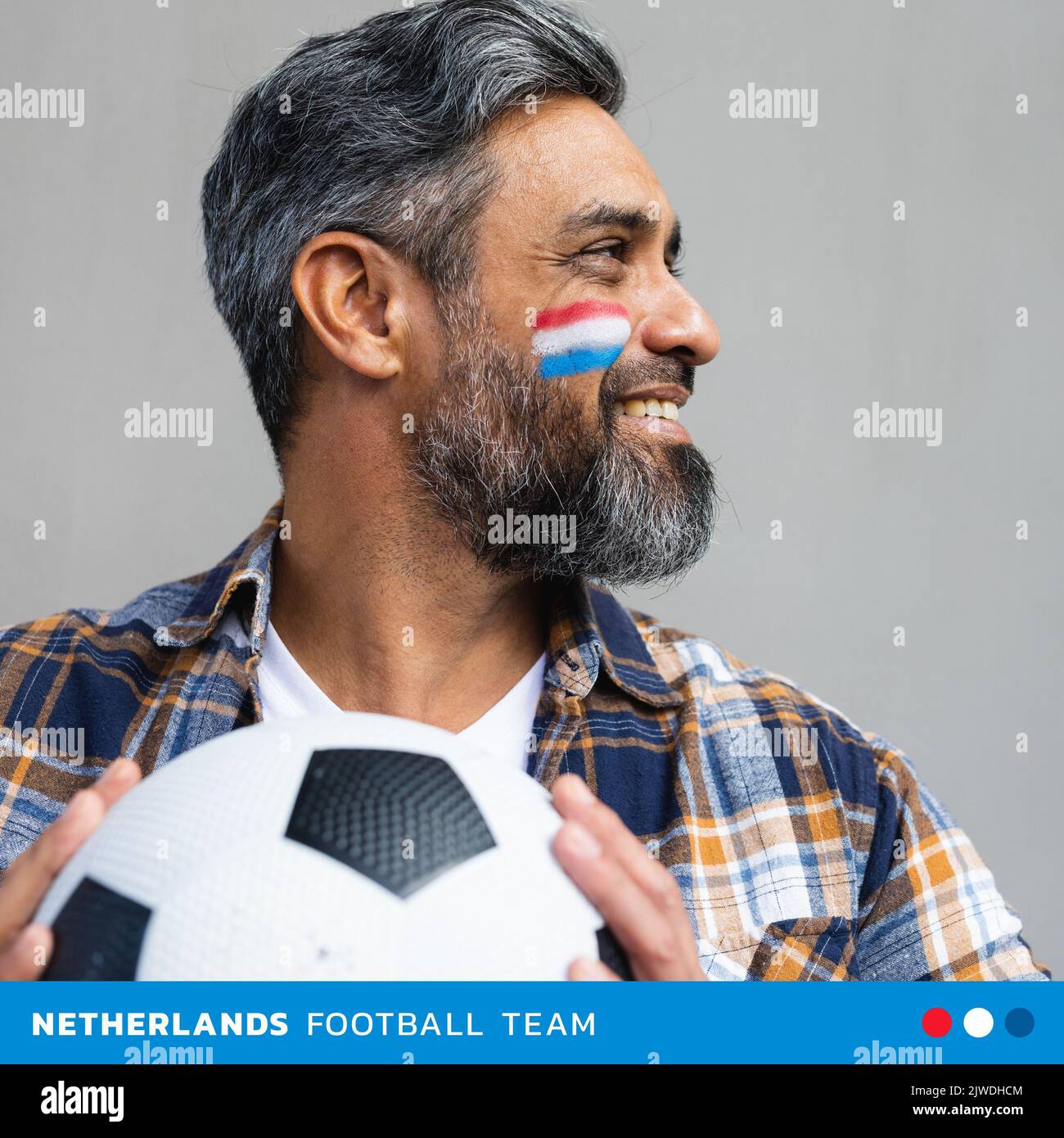 Composition of netherlands football team text over biracial male ...