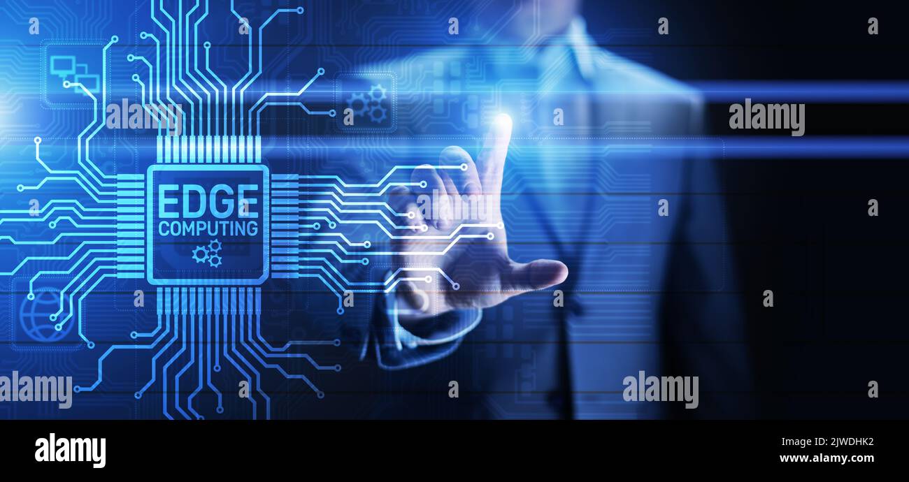 Edge computing modern IT technology on virtual screen concept Stock ...