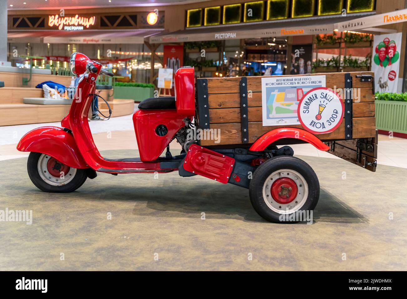 ST. PETERSBURG, RUSSIA - AUGUST 14, 2022: three-wheeled cargo scooter ...