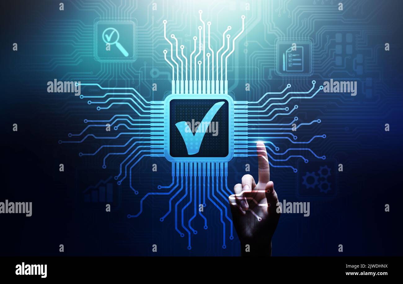 Quality control assurance standards business technology concept Stock ...