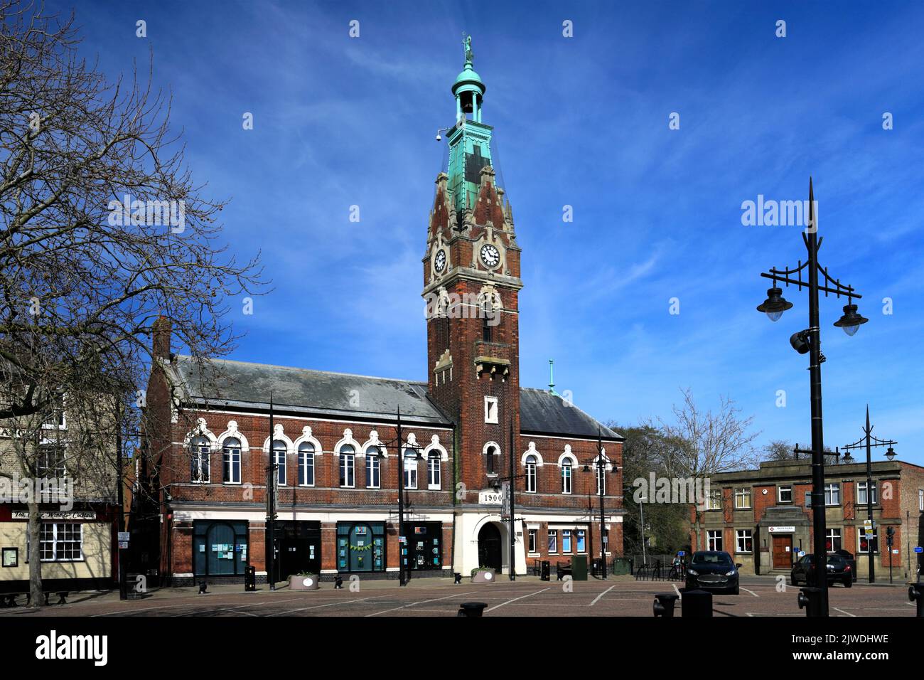 The Town Hall and Market square, March town, Cambridgeshire; England ...