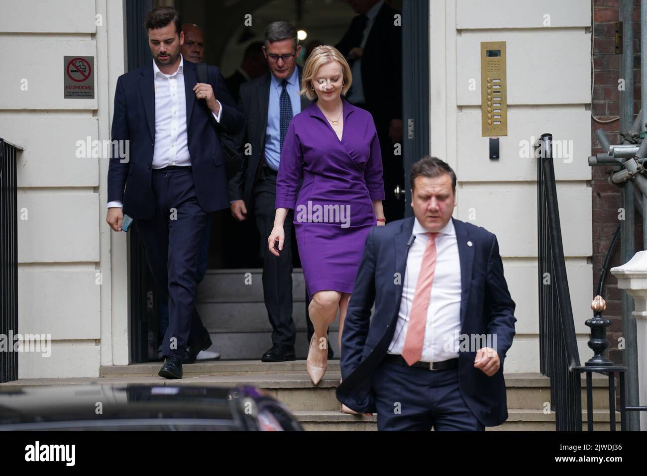 Liz Truss departs Conservative Campaign Headquarters (CCHQ) in London ...