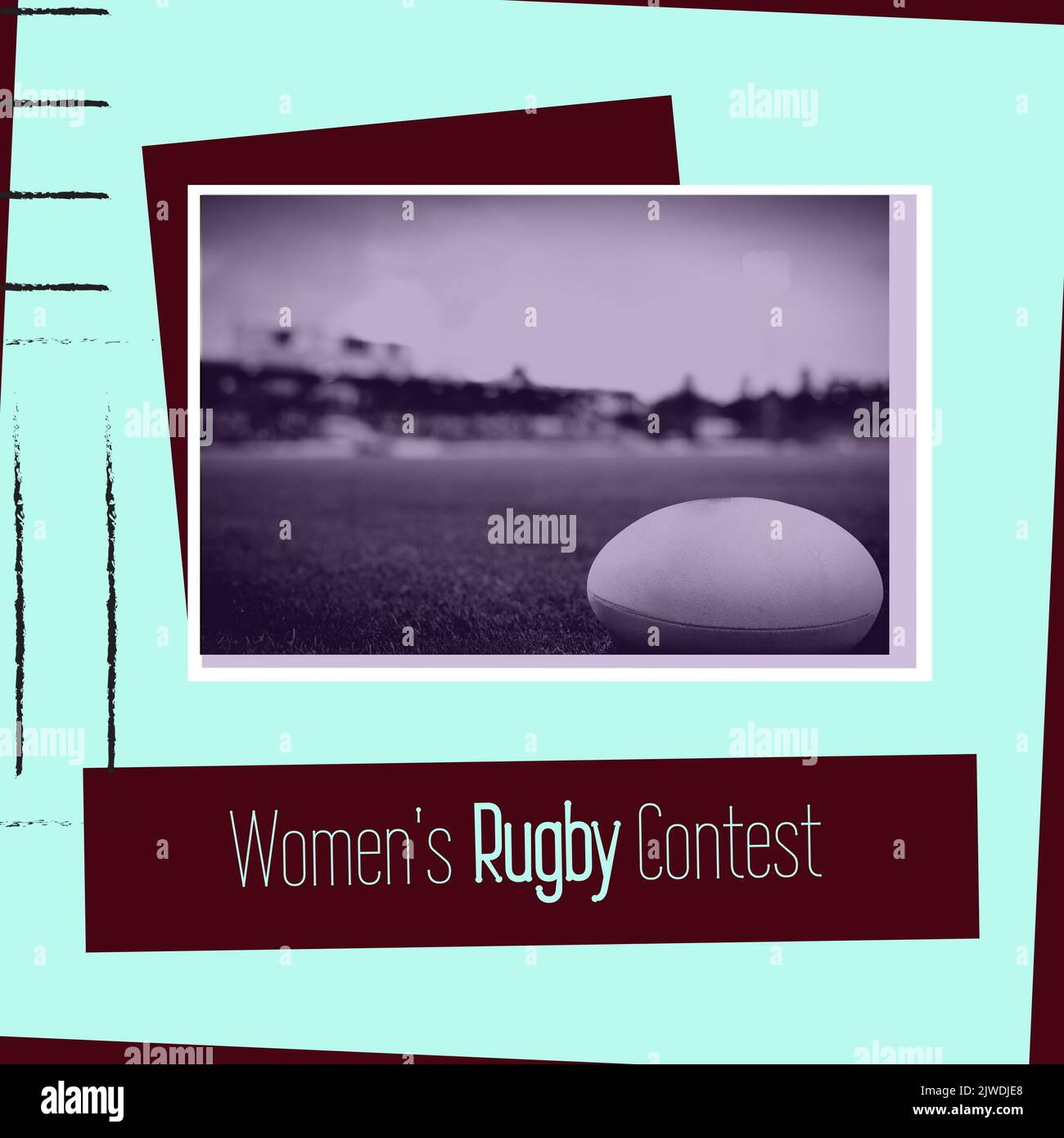 Composition of womens rugby contest text over sports stadium Stock ...
