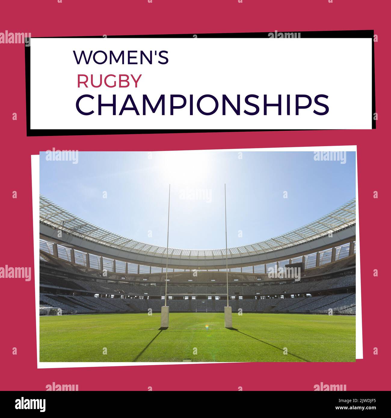 Composition of womens rugby championships text over sports stadium ...