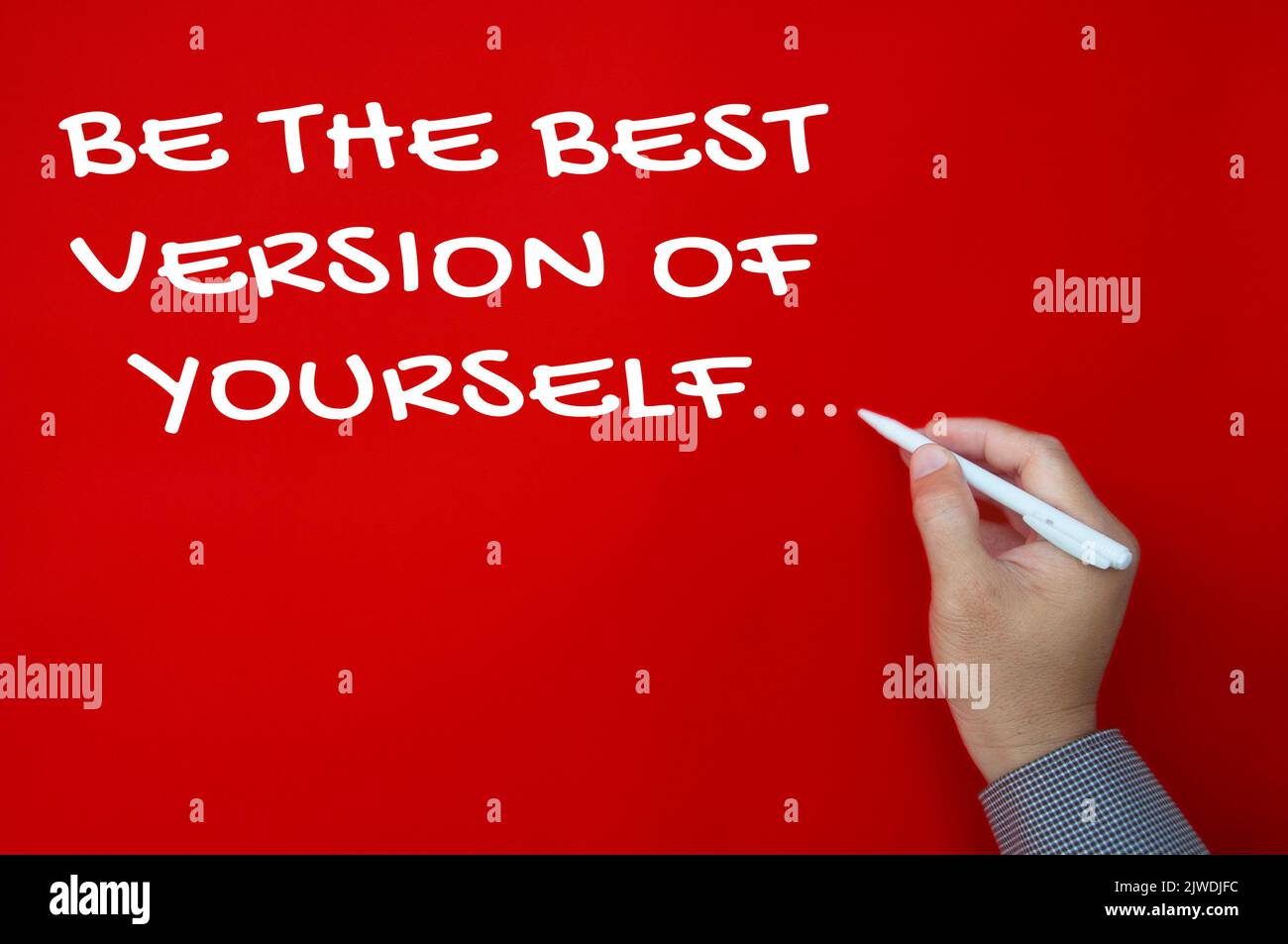 Be the best version of yourself text written on red cover background ...