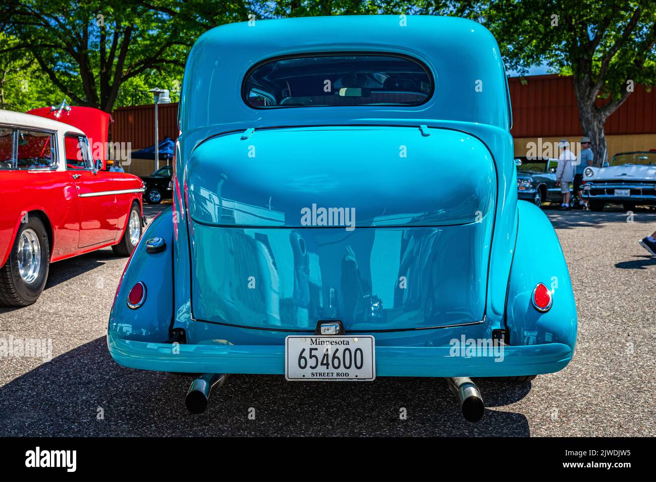 Falcon Heights, MN - June 17, 2022: Low perspective rear view of a ...
