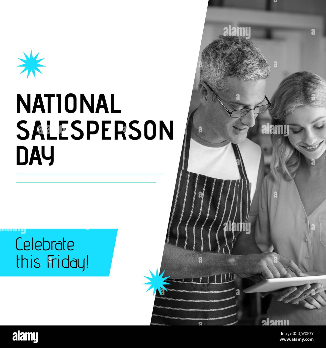 Composite of national salesperson day text with caucasian coworkers ...