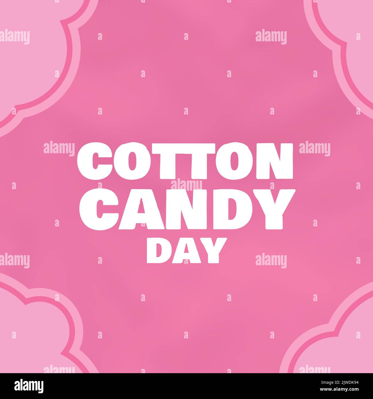 Illustration of cotton candy day with clouds over pink background, copy ...