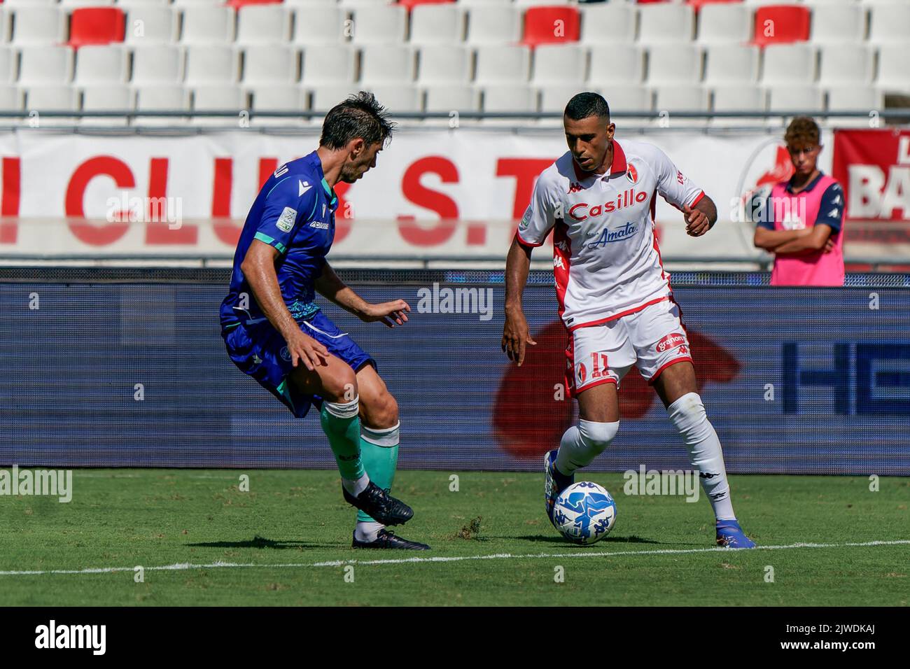 Waild Cheddira (SSC Bari) and Biagio Meccariello (Spal Ferrara) during ...