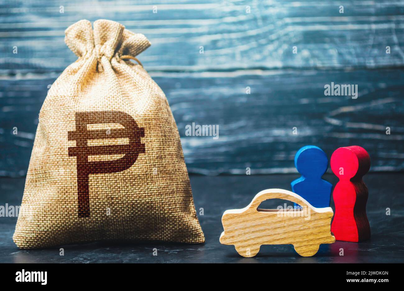 Couple figurines and philippine peso money bag. Social research ...