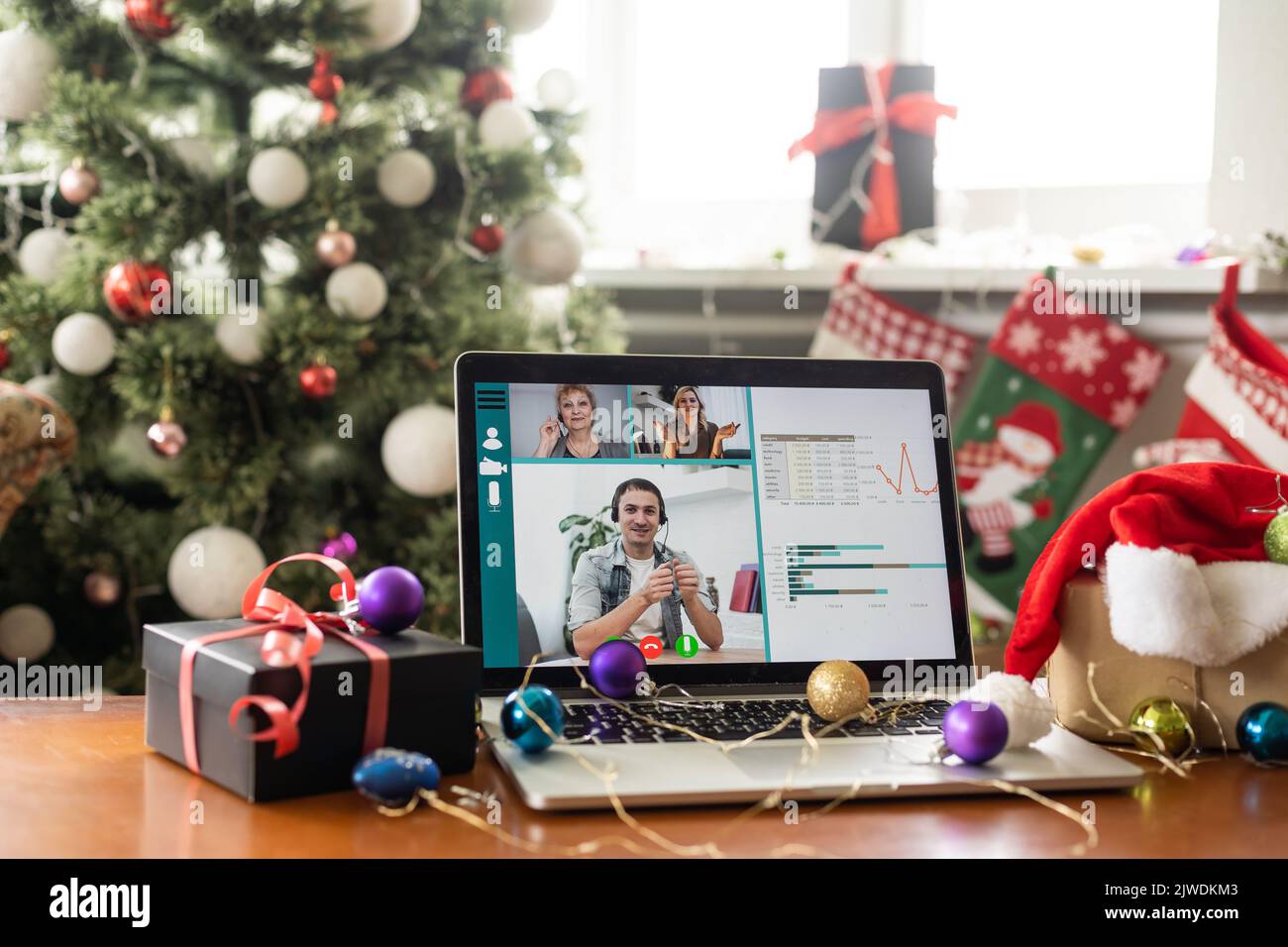 Christmas online holiday remote celebration X mas new year in lockdown ...