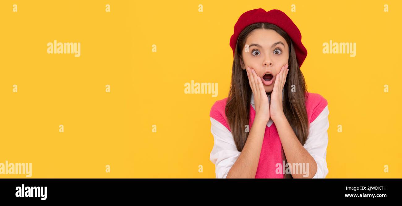 oh no. amazed child has perfect style. teenage beauty. tween and youth ...