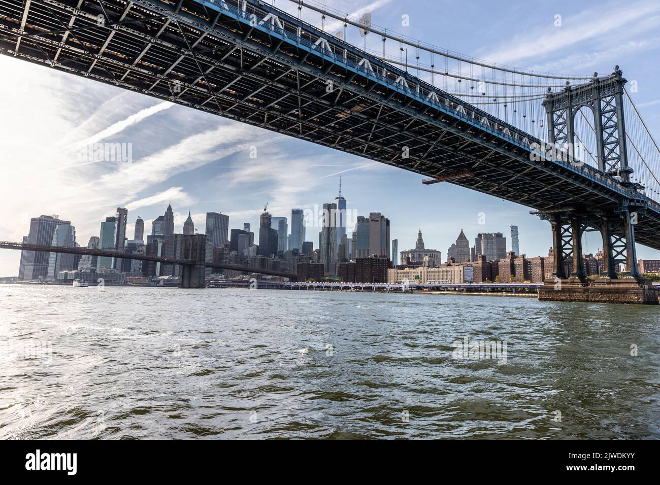 A view from the water to the George Washington Bridge and the New York ...