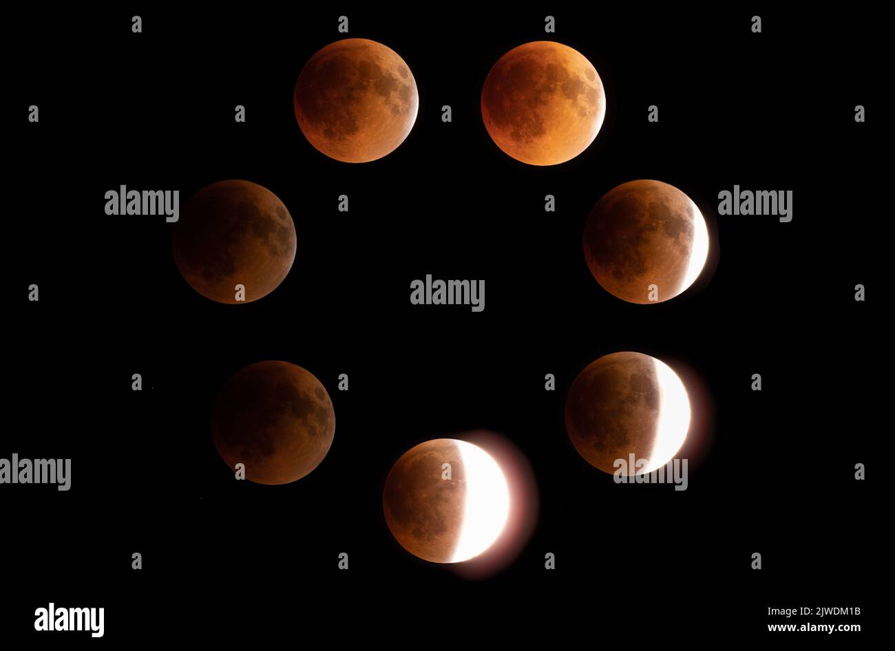 Circular timelapse of lunar eclipse stages Stock Photo - Alamy