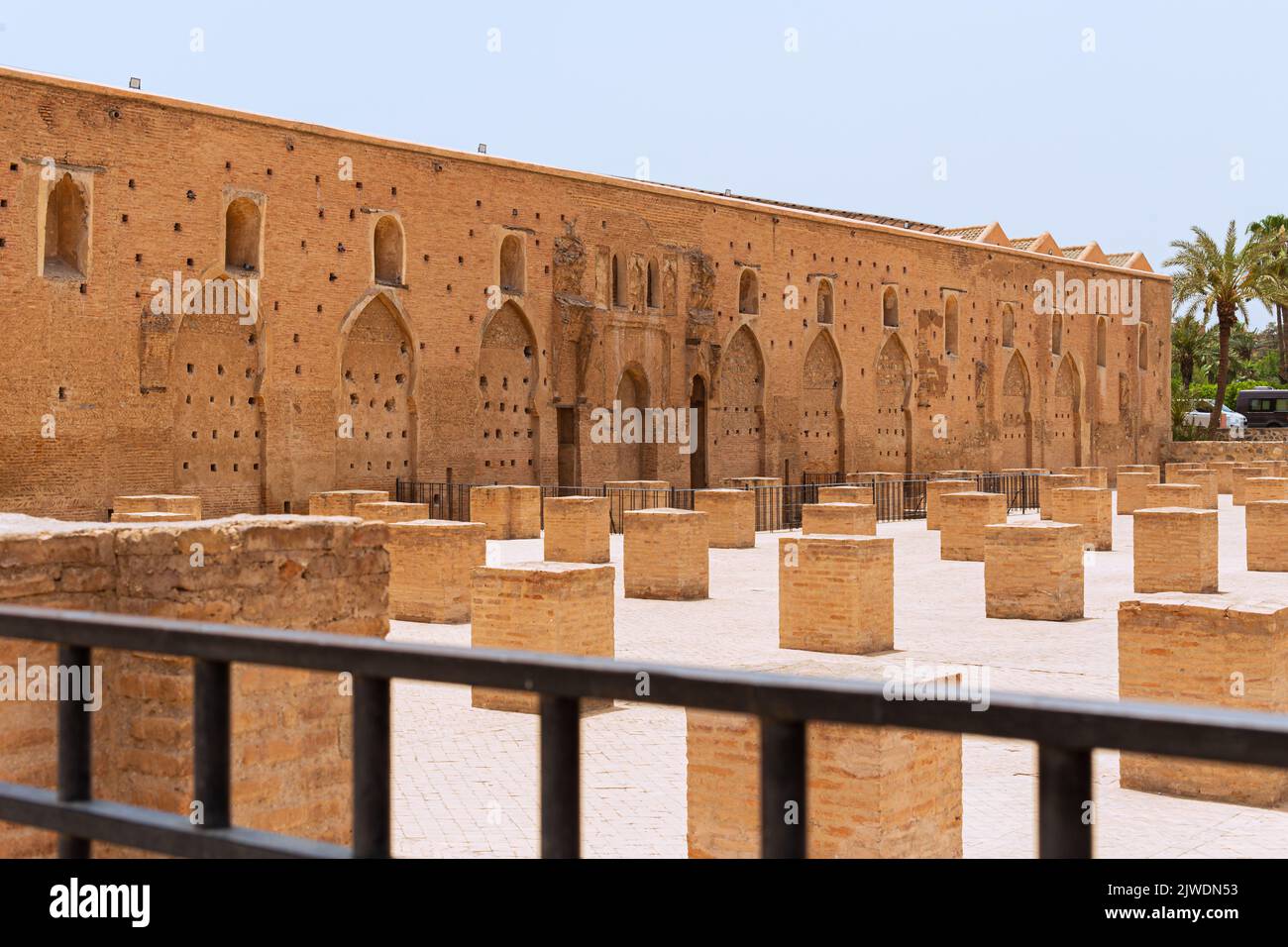 Old ruins building restore on an ancient mosque in Marrakesh, Morocco ...