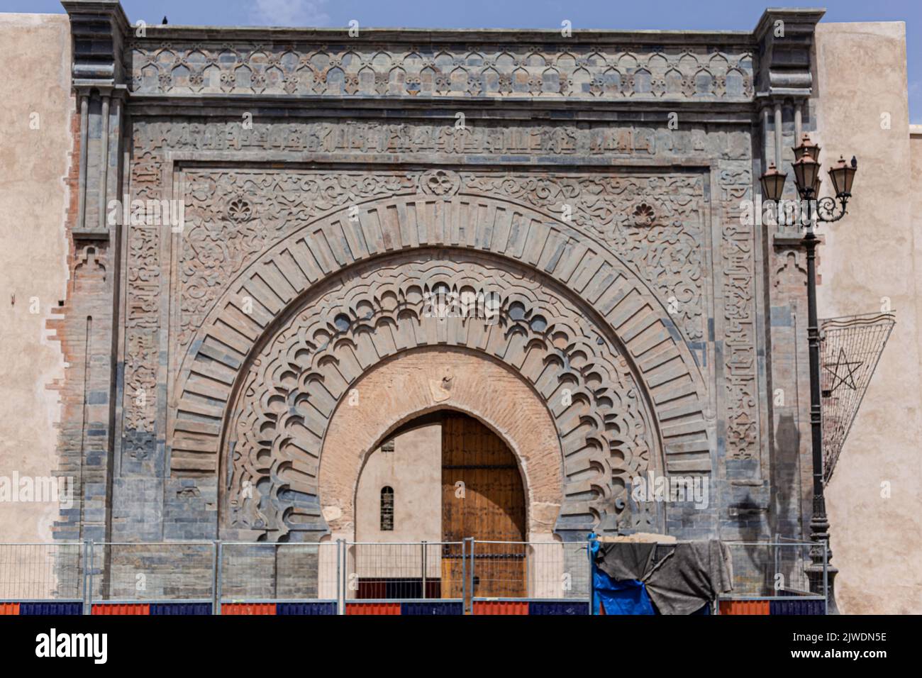 Old stone restored gate with circle Arabian arch in Marrakesh Stock ...