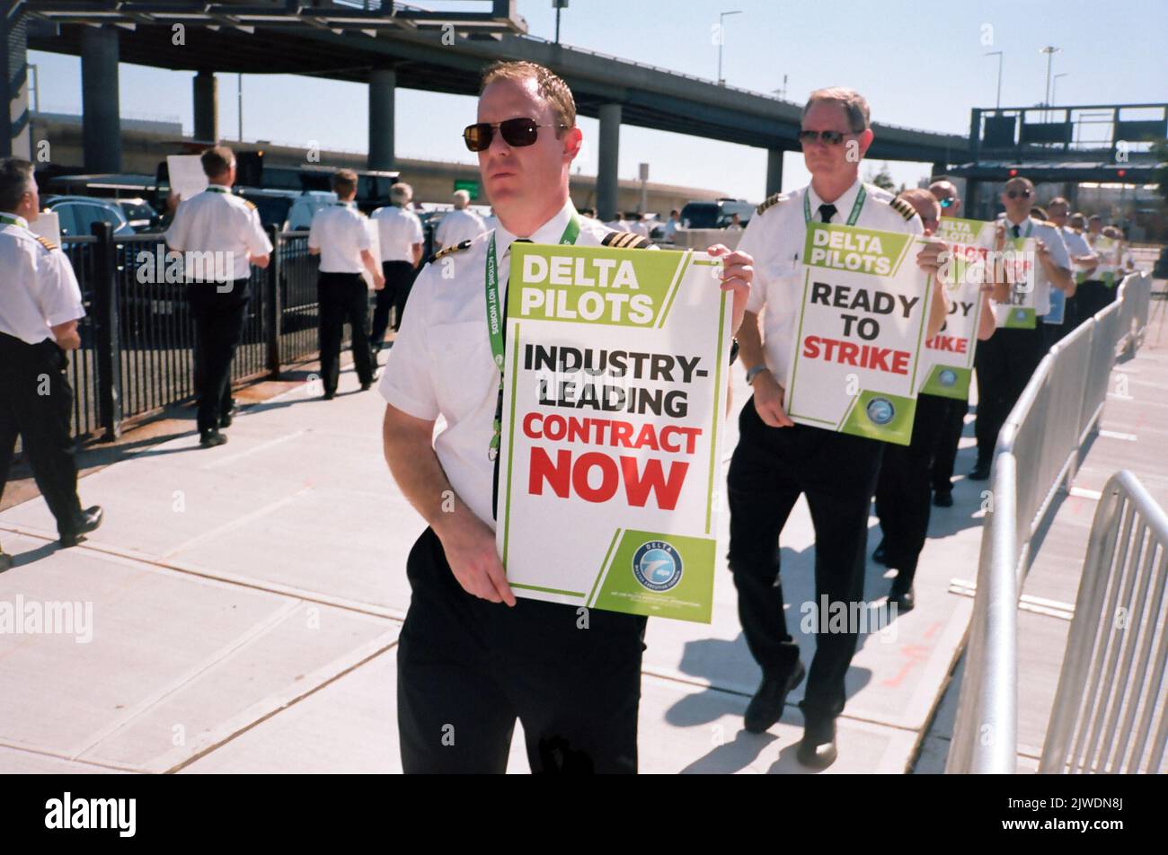 Queens, NY, USA. 14th Aug, 2022. JFK airport. Air Line Pilots ...