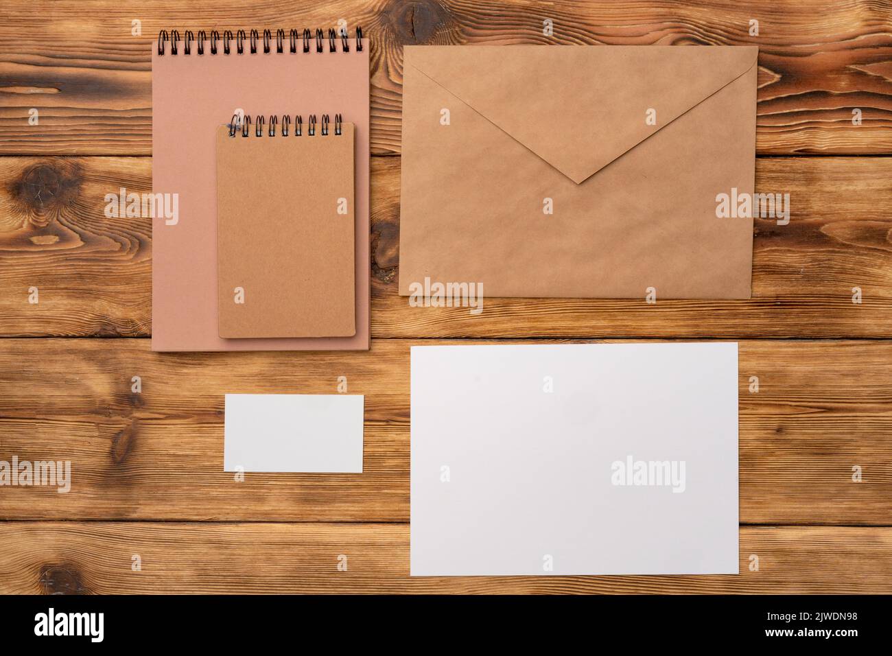 Vintage letters mock up on a wooden table flat lay with copy space ...