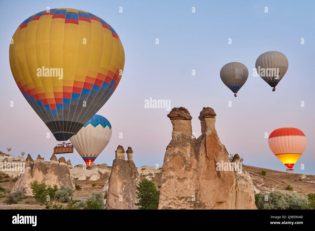 Balloons in rose valley, Cappadocia. Spectacular flight in Goreme ...