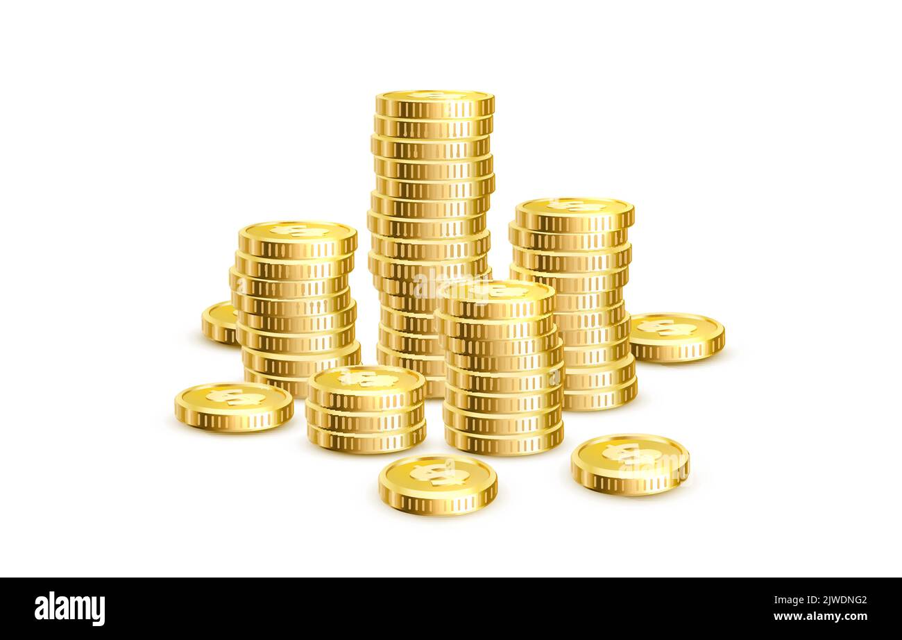 Golden coins fortune, cash finance, money winner. Vector illustration ...