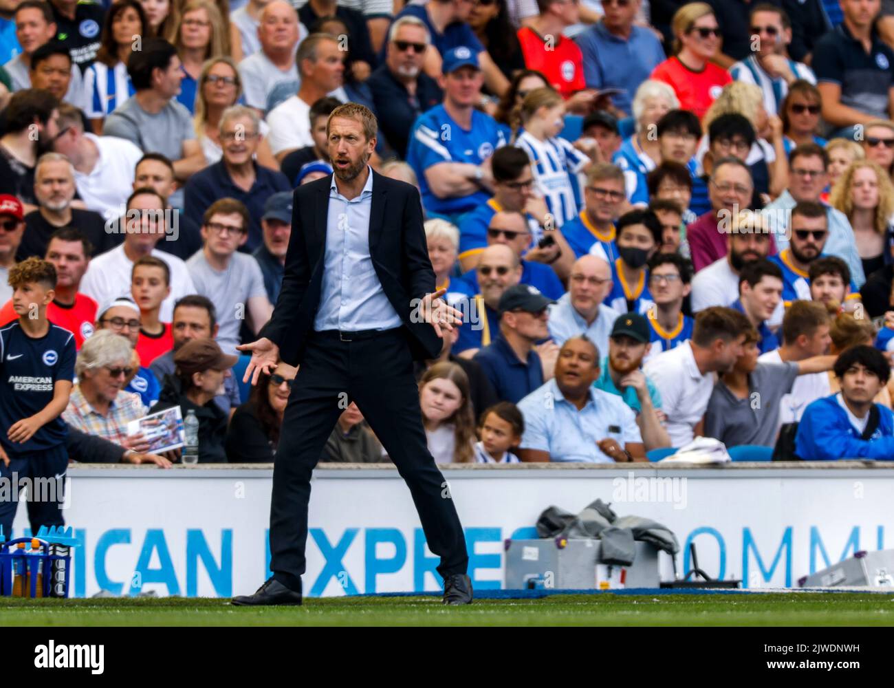 Brighton and Hove Albion manager Graham Potter on the touchline during ...