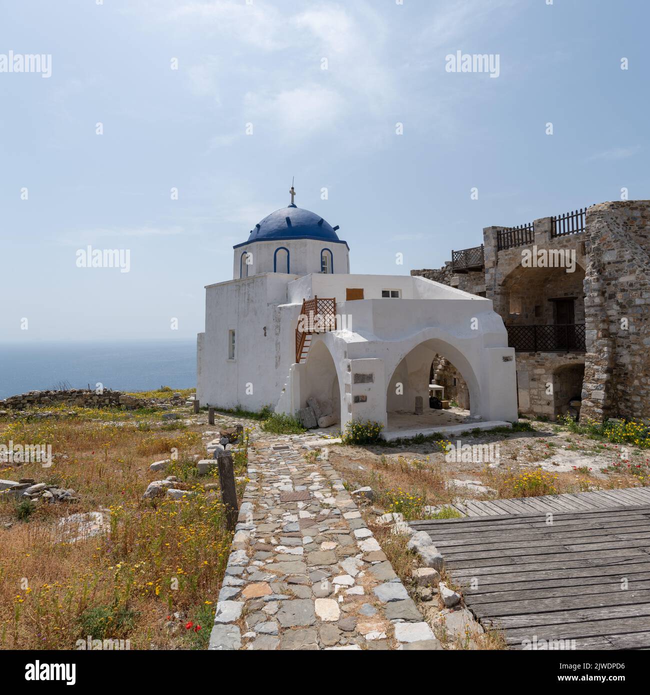 A Greek Orthodox Church on Guerini Castle in Astypalea Greece Stock ...