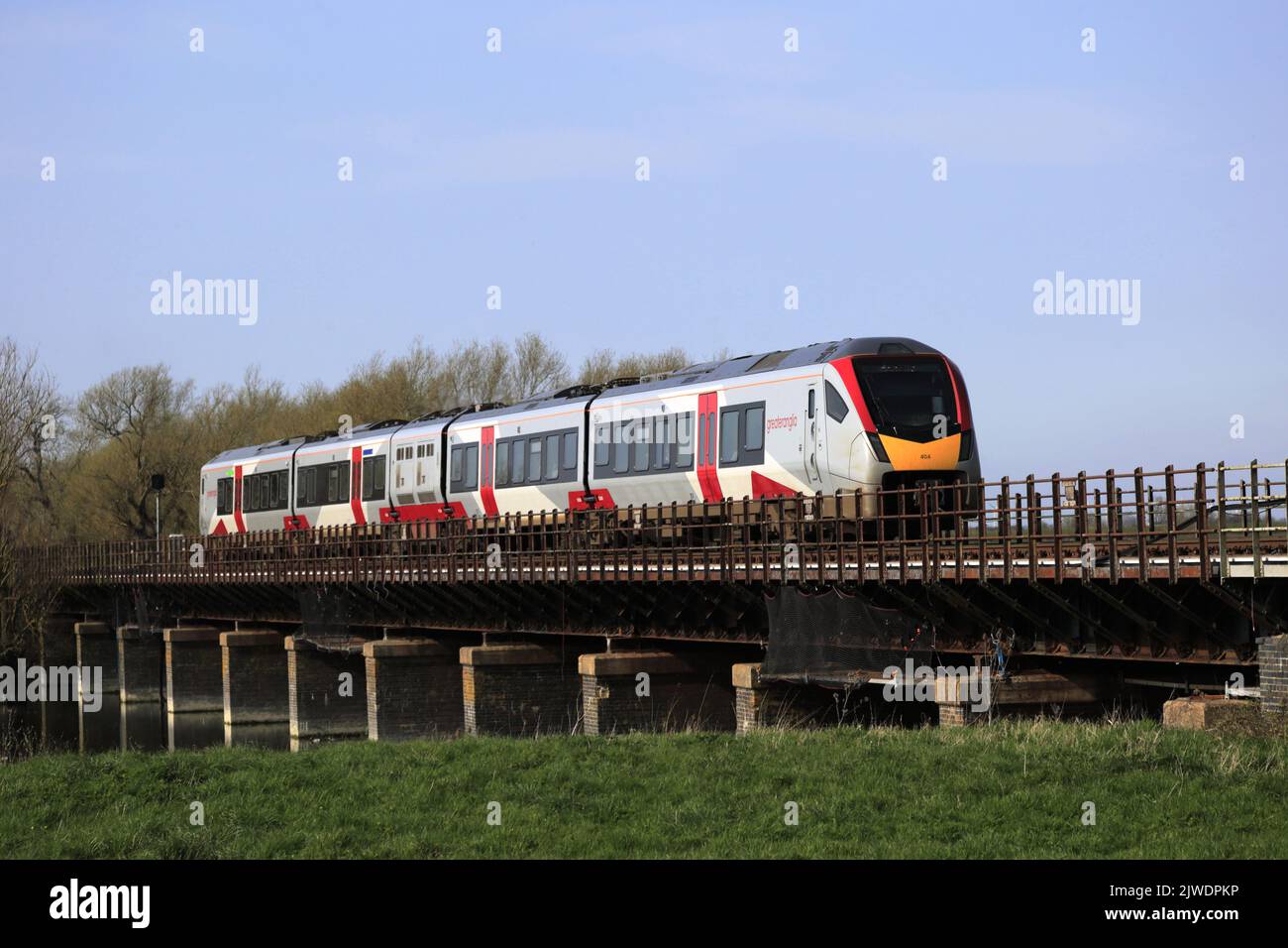 Greater Anglia trains, Class 755 train near Manea village, Fenland ...