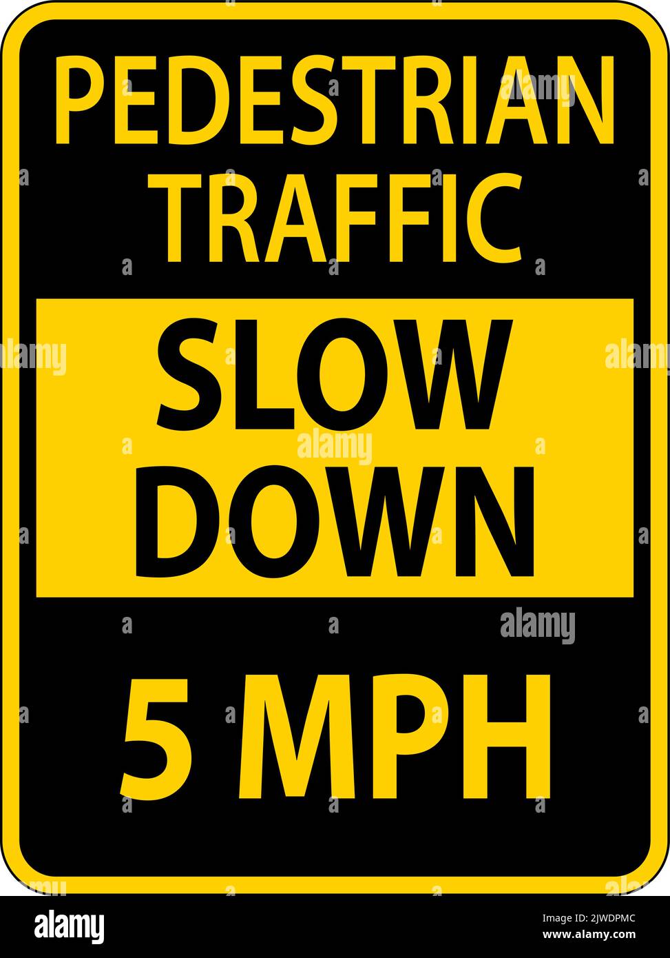Slow Down Pedestrian Traffic 5 MPH Sign On White Background Stock ...