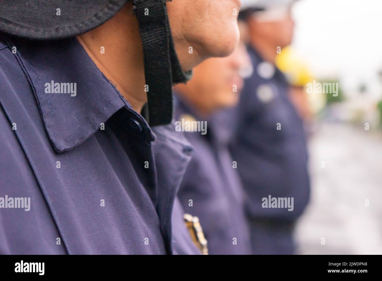 Latin American firefighters in uniform unrecognizable lined up Stock ...