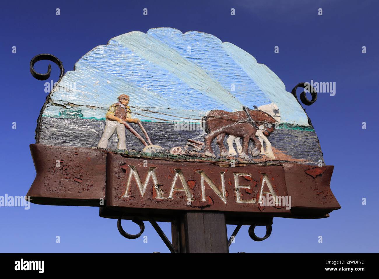 Manea village sign, Cambridgeshire, England, UK Stock Photo - Alamy
