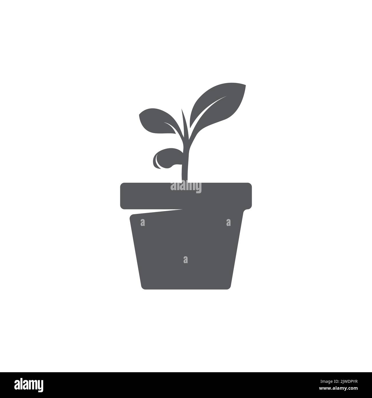leaf and pot icon. Potted plant icon trendy design. leaf on pot icon ...
