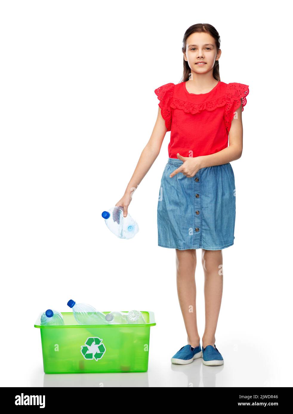 smiling girl sorting plastic waste Stock Photo - Alamy