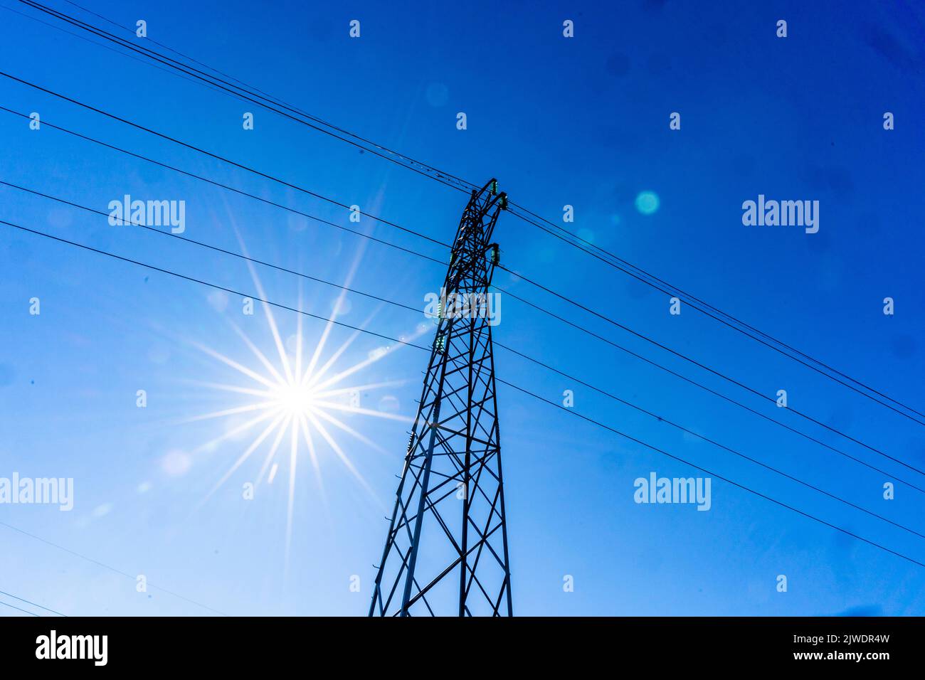 Lillestrøm 20220905.Power, power cables, power cable, power line, late ...
