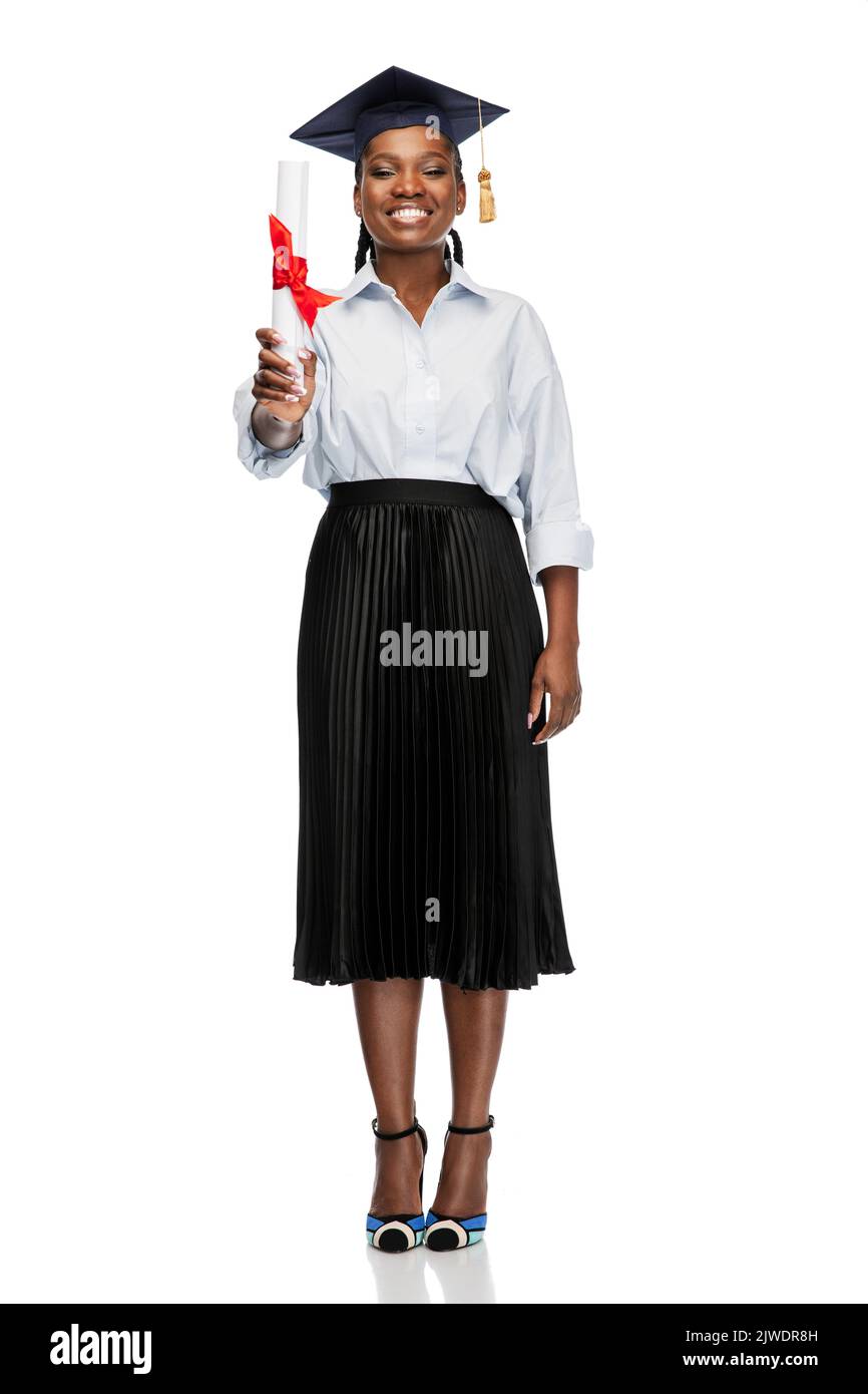 happy female graduate student with diploma Stock Photo - Alamy