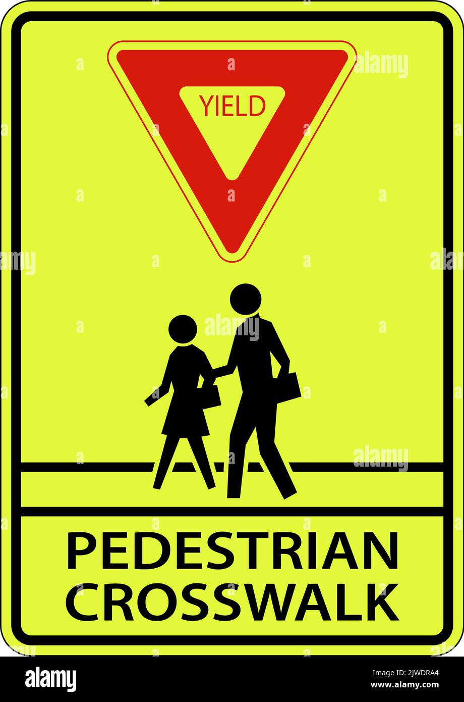 Yield Pedestrian Crosswalk Sign On White Background Stock Vector Image ...