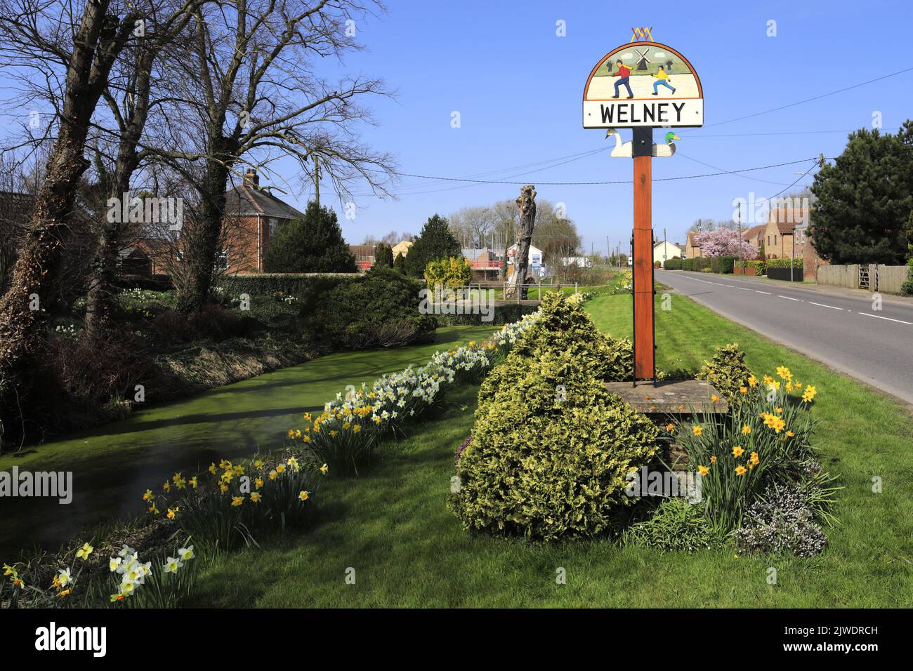 Spring view in Welney village, Cambridgeshire, England, UK Stock Photo ...