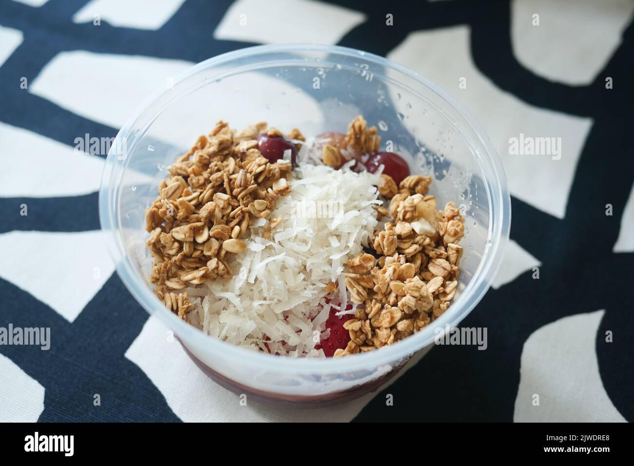 a bowl of breakfast cereal on table Stock Photo - Alamy
