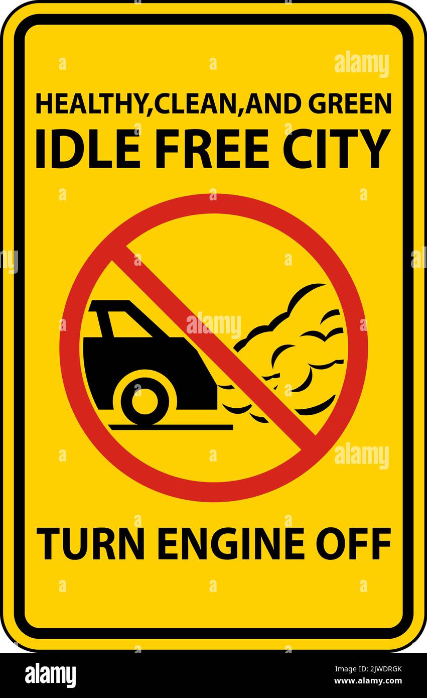 Idle Free City Turn Off Engine Sign On White Background Stock Vector ...