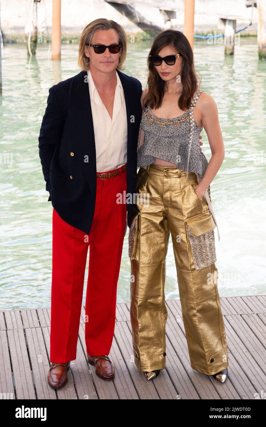 Gemma Chan and Chris Pine arriving at the Casino for the Don't Worry ...