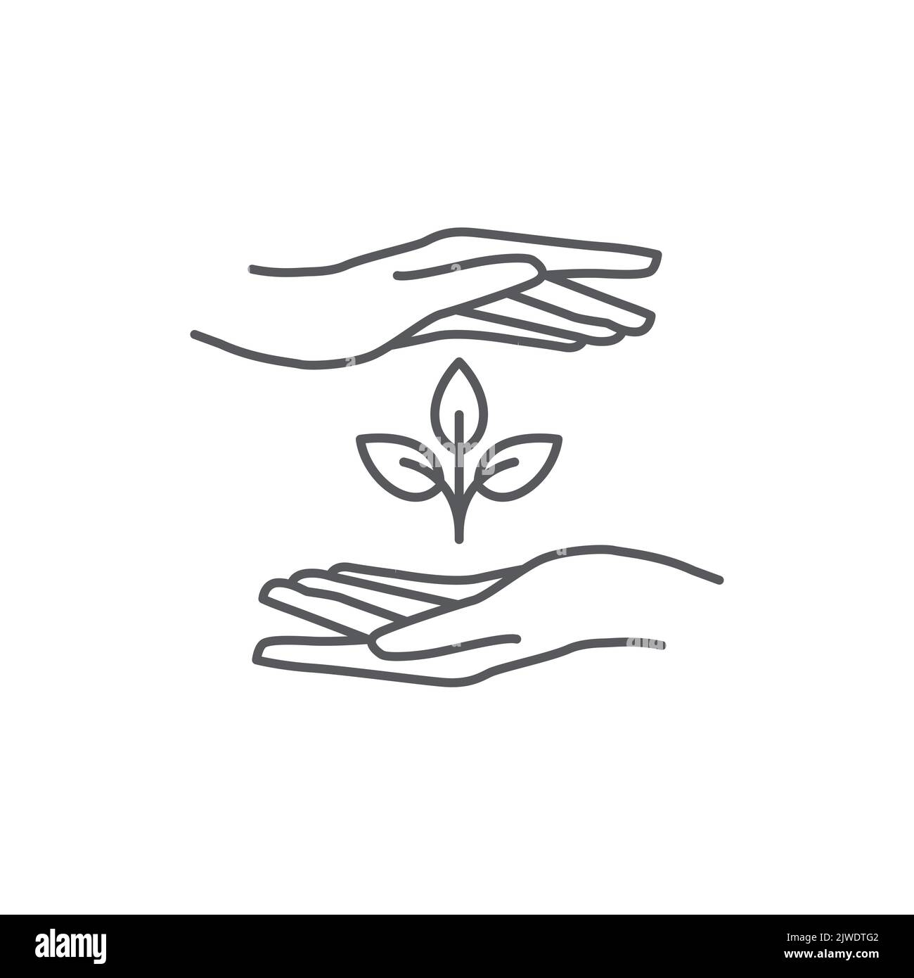 Hand and Plant icon design. plant leaf Pictogram. seed and hand linear ...