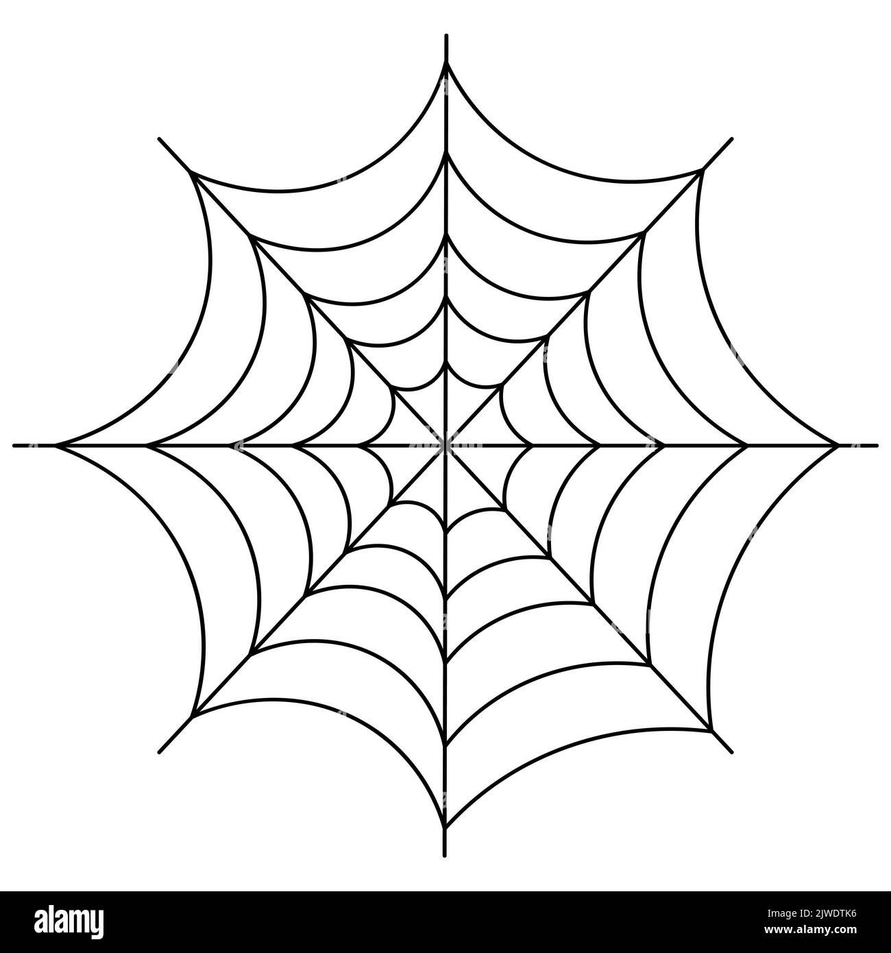 Spider web. Silhouette. Sketch. A sticky victim trap. Hunter's ambush ...