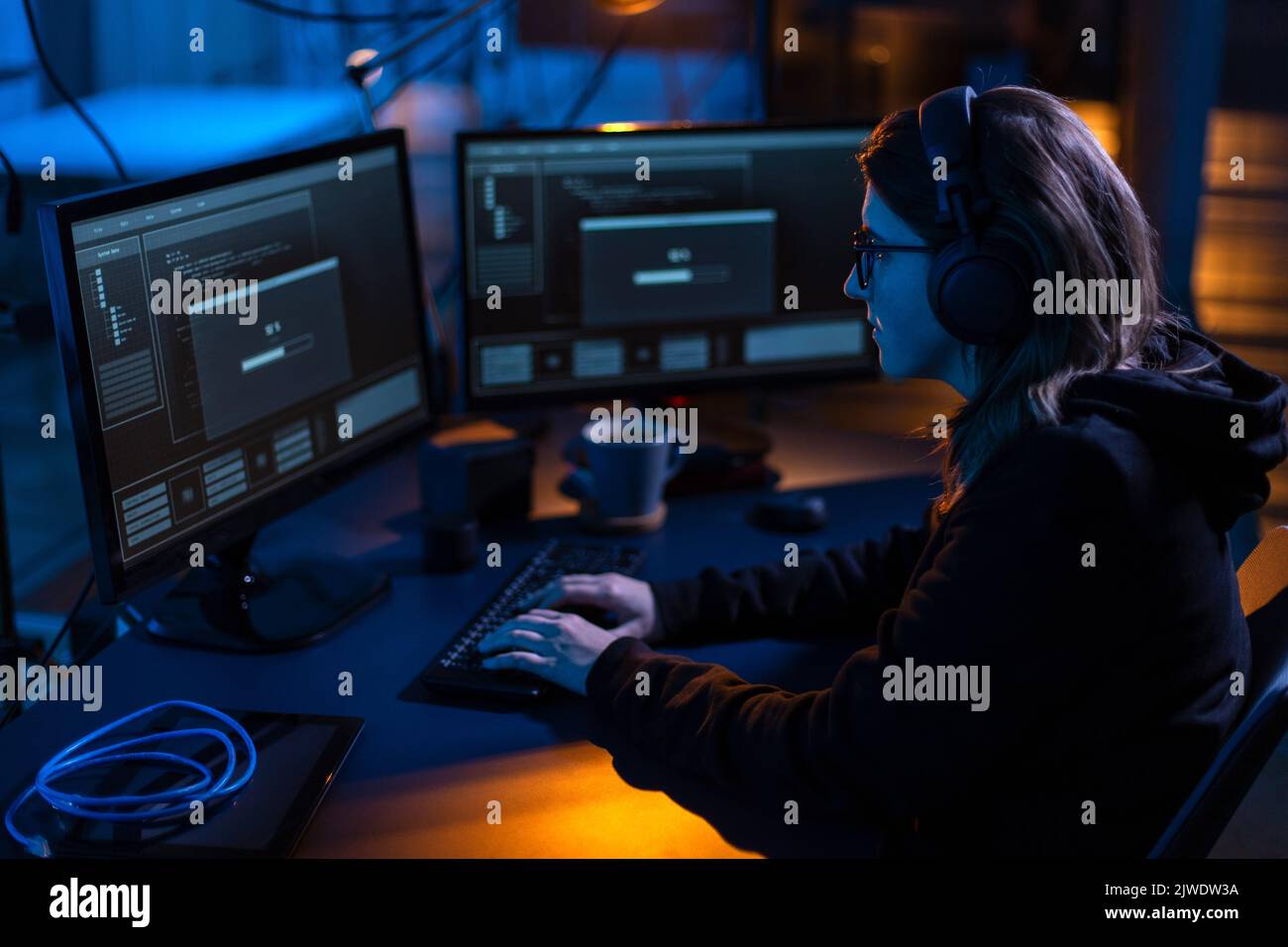 hacker using computer virus for cyber attack Stock Photo - Alamy
