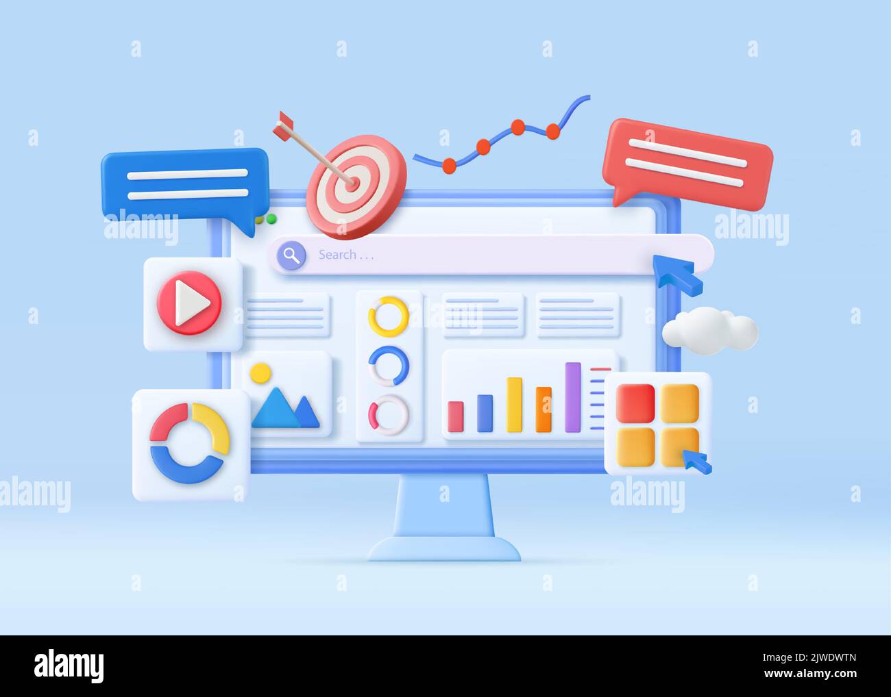 3D SEO Optimization Stock Vector Image & Art - Alamy