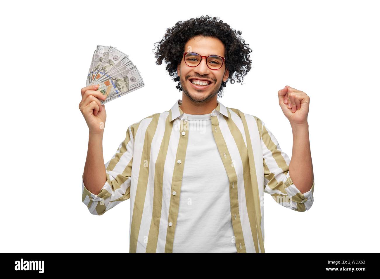 happy man with dollar money celebrating success Stock Photo - Alamy