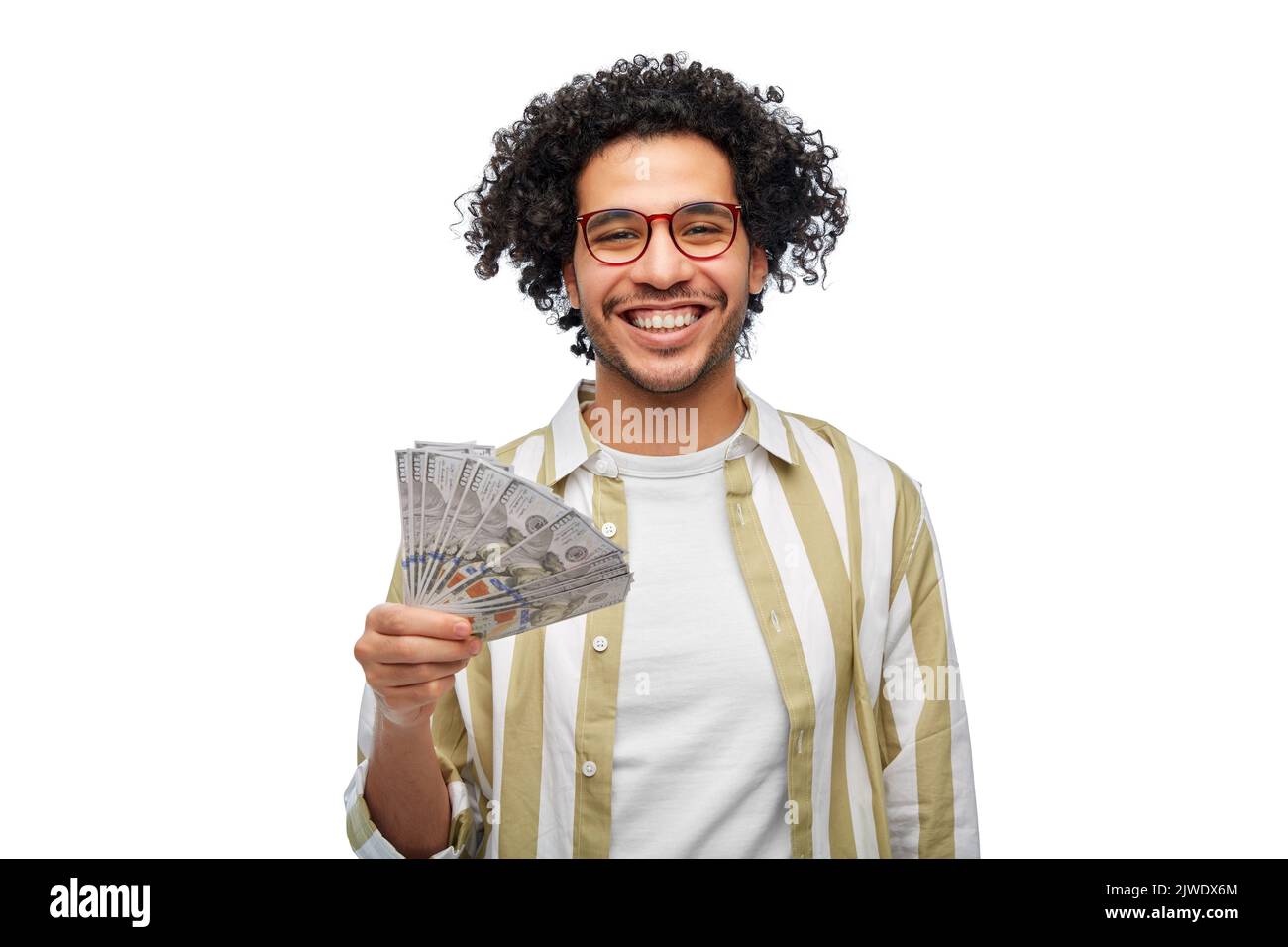 happy man with dollar money Stock Photo - Alamy